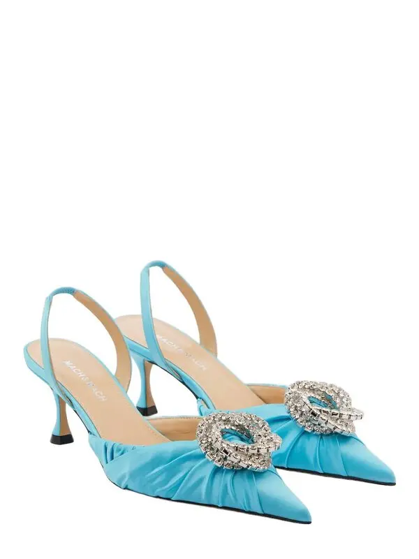 Mach & Mach Galaxy 65 Satin Slingback Pumps - Blue