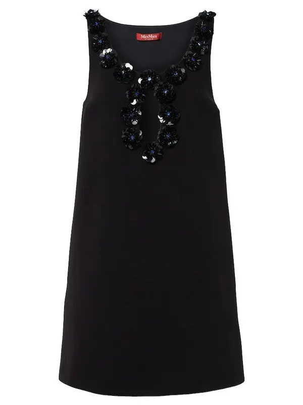 Max Mara Delis Sequined Cutout Crêpe Minidress - Black