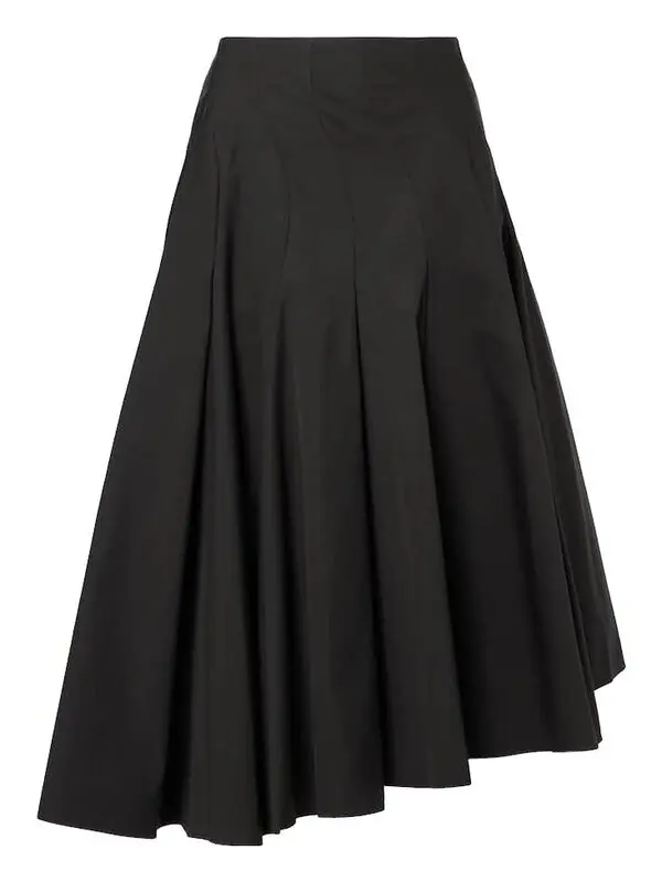 FFORME Rio Asymmetric Cotton Midi Skirt - Black