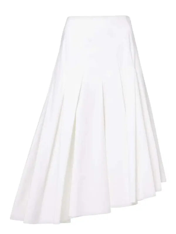 FFORME Rio Asymmetric Cotton Midi Skirt - White