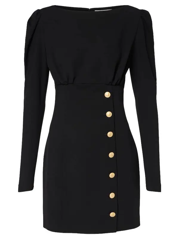 Alessandra Rich Wool-blend Crêpe Minidress - Black