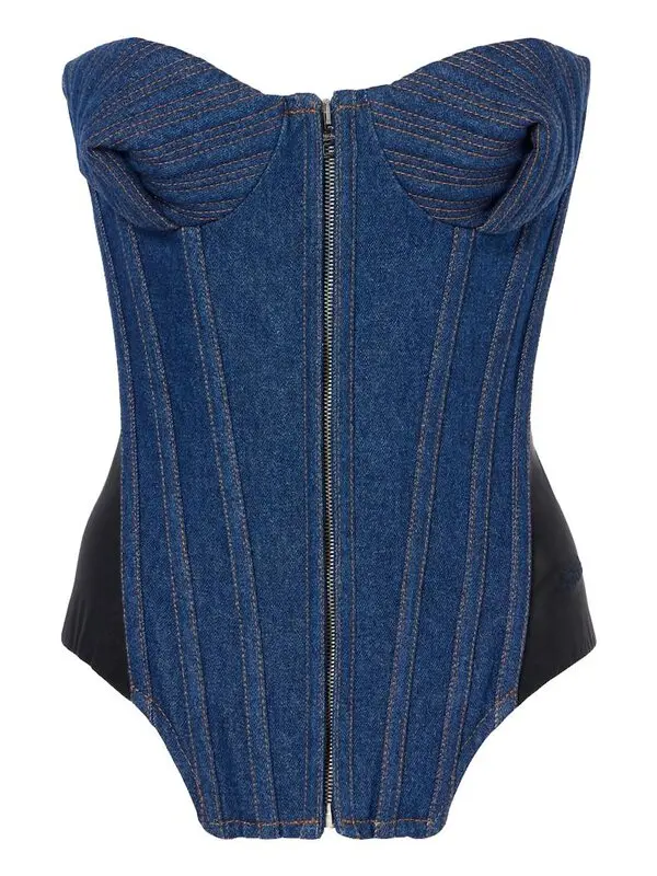 Jean Paul Gaultier Paneled Denim Corset - Blue