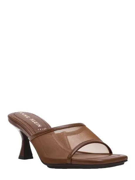 Anne Klein Julie Rhinestone Embellished Slide Sandals - Chocolate Mesh