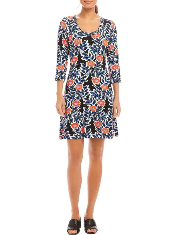 Karen Kane Jersey A-line Dress - Floral Print