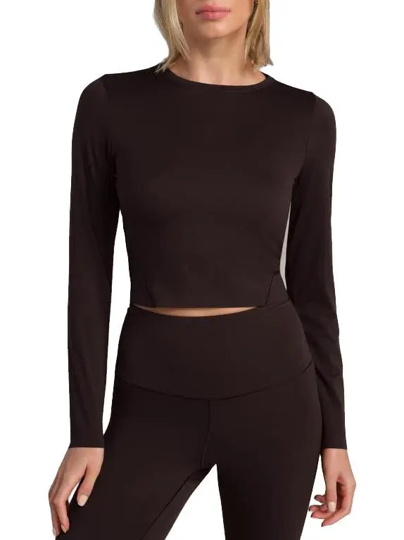 RHONE Serene Fitted Long Sleeve Top - Dark Espresso