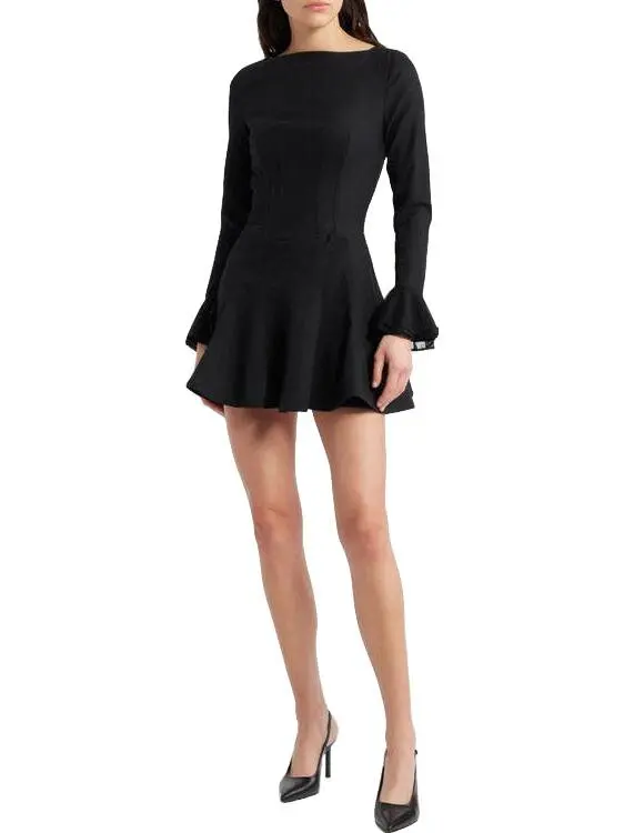 MISTRESS ROCKS Long Sleeve Corset Mini Dress - Black