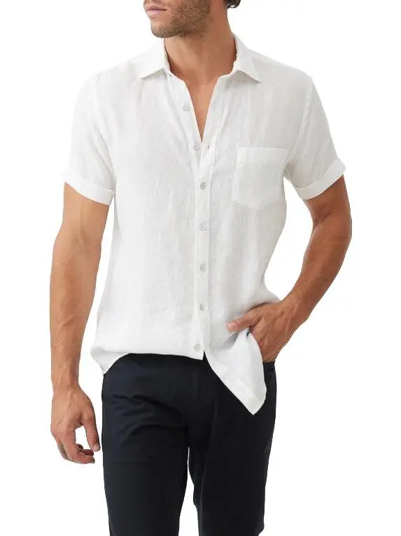Rodd & Gunn Palm Beach Sports Fit Short Sleeve Linen Button-up Shirt - Snow