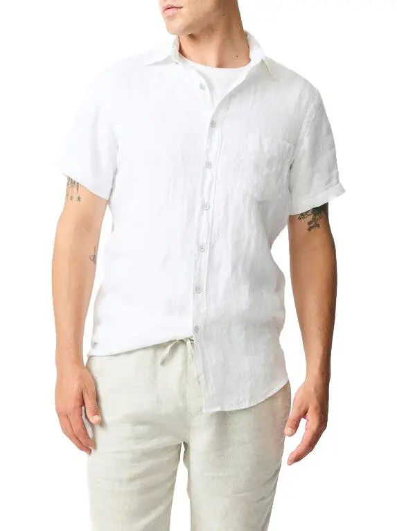 Rodd & Gunn Palm Beach Sports Fit Short Sleeve Linen Button-up Shirt - Snow
