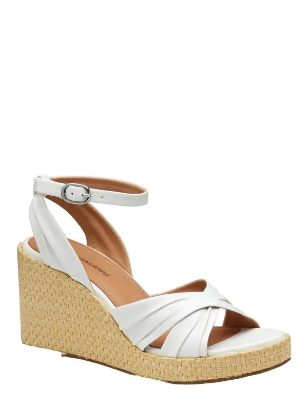 Johnston & Murphy Marcia Platform Wedge Sandal - White Glove Leather