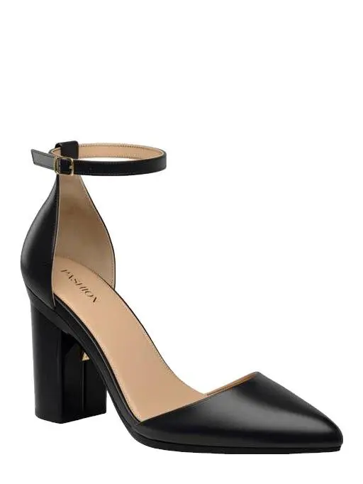 PASHION FOOTWEAR The D'orsay 4" Block Heel - Coal Leather