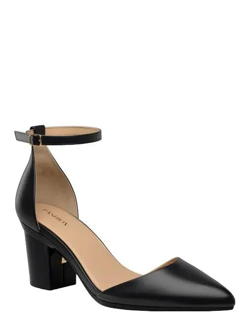 PASHION FOOTWEAR The D'orsay 3" Block Heel - Coal Leather