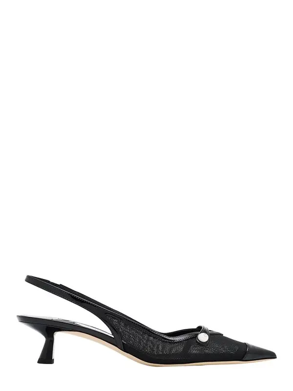 JIMMY CHOO Amita Mesh Pearly-strap Slingback Pumps - Black
