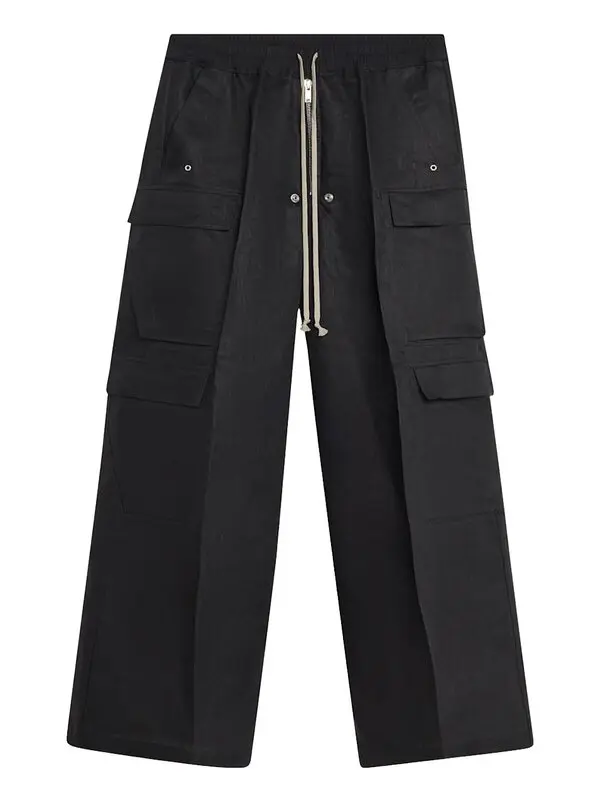 Rick Owens Coated Linen Cargo Belas Pants - Black