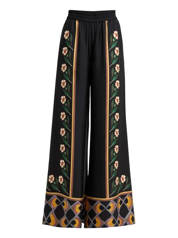 La DoubleJ Daze-print Palazzo Pants - Black