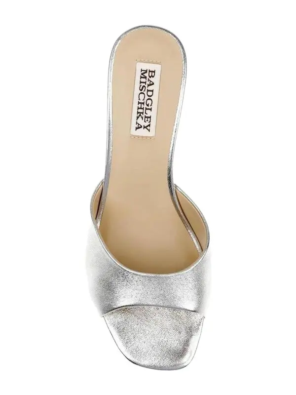 Badgley Mischka Draya Leather Kitten-heel Mules - Silver