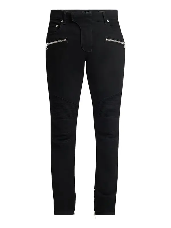 Balmain Denim Biker Pants - Black