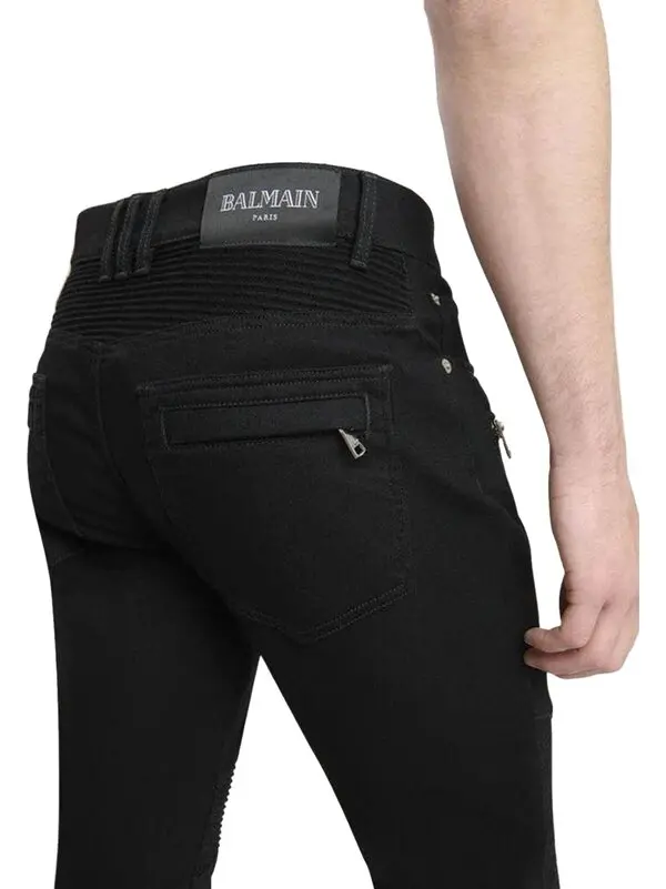 Balmain Denim Biker Pants - Black
