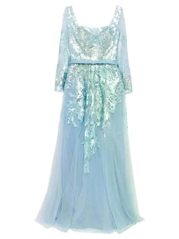 SAIID KOBEISY Embroidered Gown - Blue
