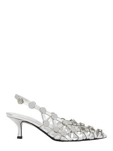 Attico Grid 50mm Slingback - Silver