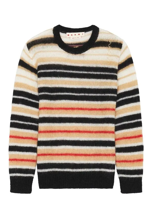 Marni Round Neck Striped Sweater - Winter Wheat