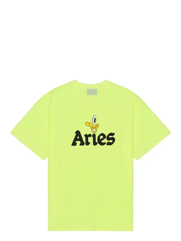 Aries Aged Aye Duck Fluoro Tee In Yellow - Safety Yellow
