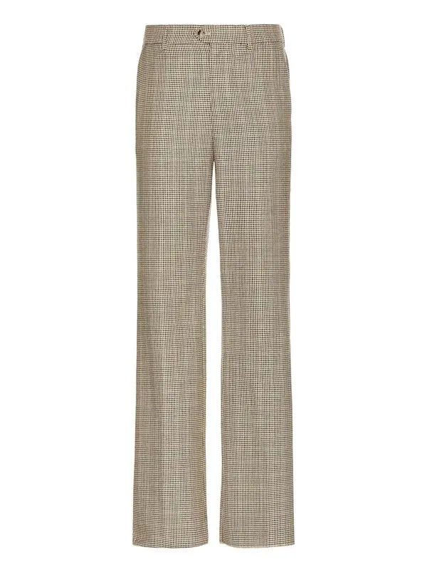 MIDNIGHT RODEO Flared Tailored Trousers - Brown Houndstooth