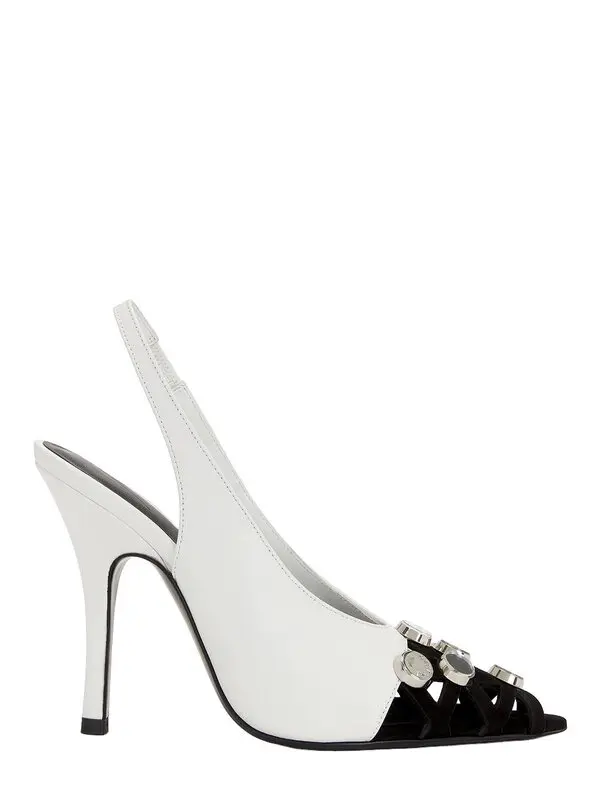 Attico Fiona 105mm Slingback - White & Black