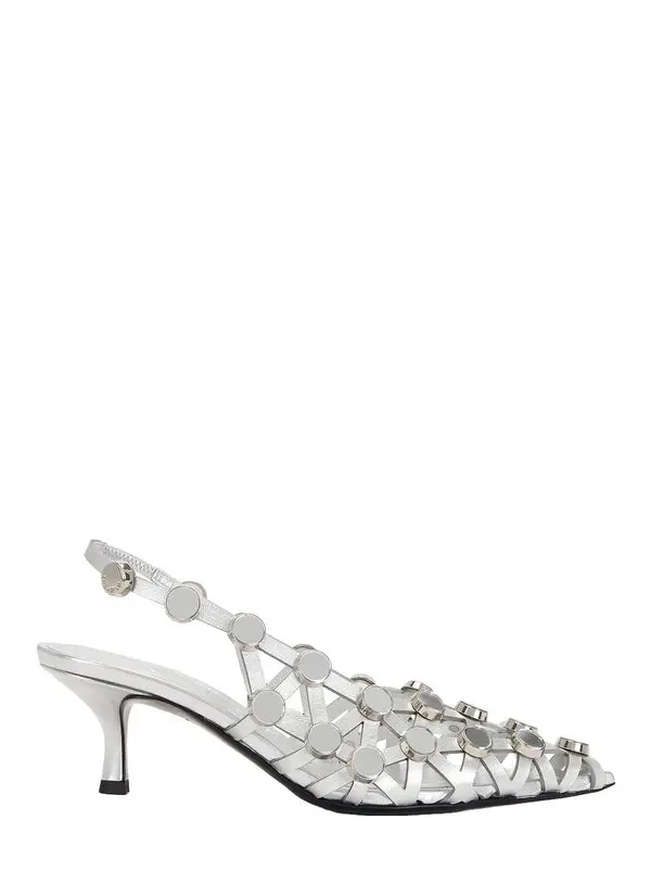 Attico Grid 50mm Slingback - Silver