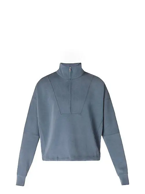 Sweaty Betty Funnel-neck Half-zip Sweatshirt - Subdued Blue