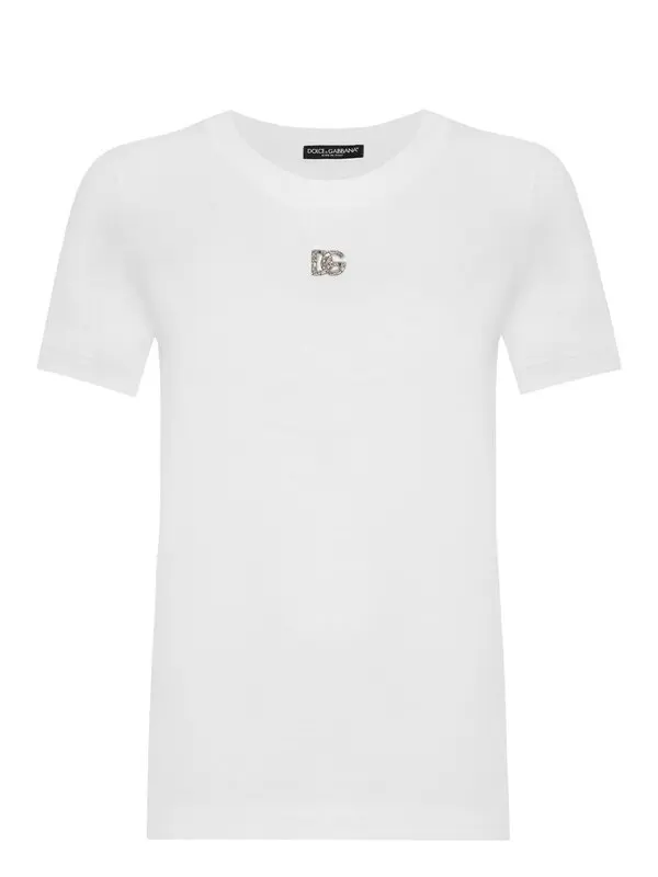 Dolce & Gabbana Crystal Dg Logo T-shirt - White