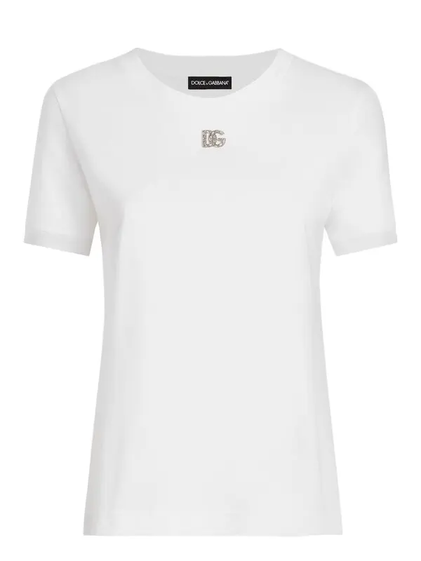 Dolce & Gabbana Crystal Dg Logo T-shirt - White
