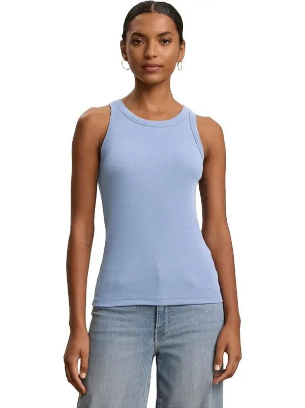 Velvet By Graham & Spencer Cruz Ribbed Tank Top - Denim