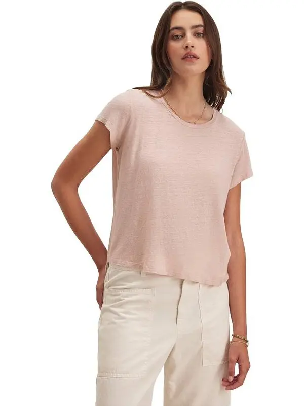 Velvet By Graham & Spencer Casey Linen Knit Tee - Natural