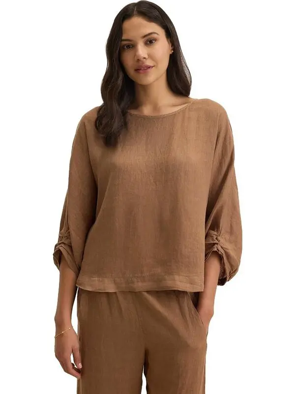 Velvet By Graham & Spencer Cass Linen Top - Brown
