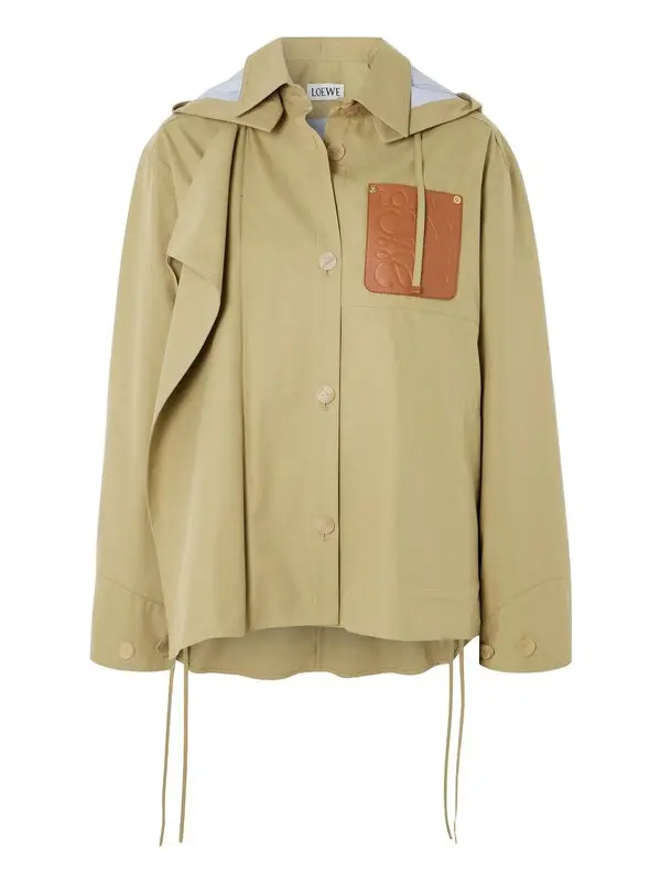 Loewe Anagram Hooded Cutout Cotton-gabardine Jacket - Brown