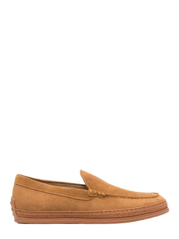 TOD'S Cord Weaving Slip-on Suede Loafers - Brown