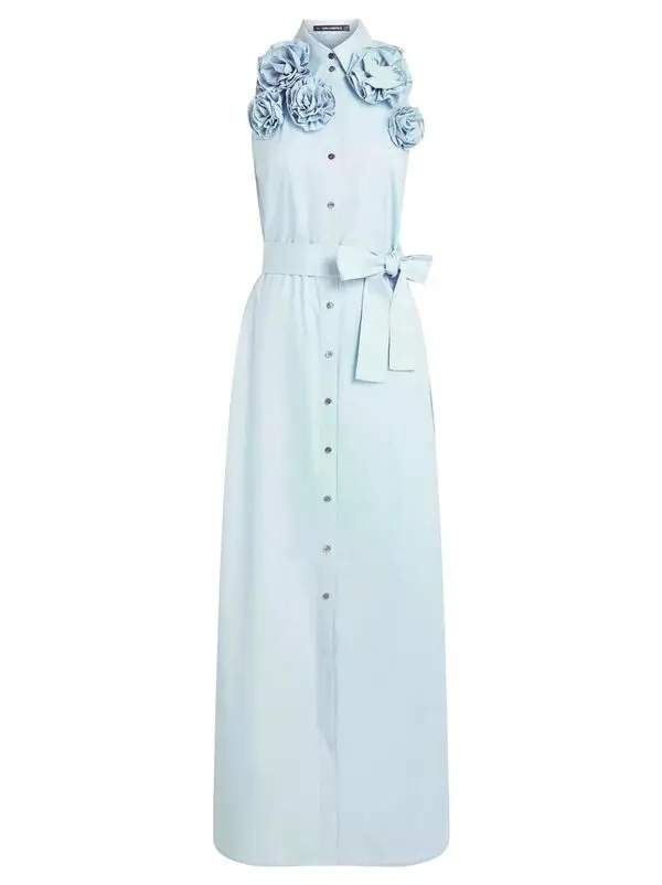 Karl Lagerfeld Floral Appliqué Maxi Dress - Blue