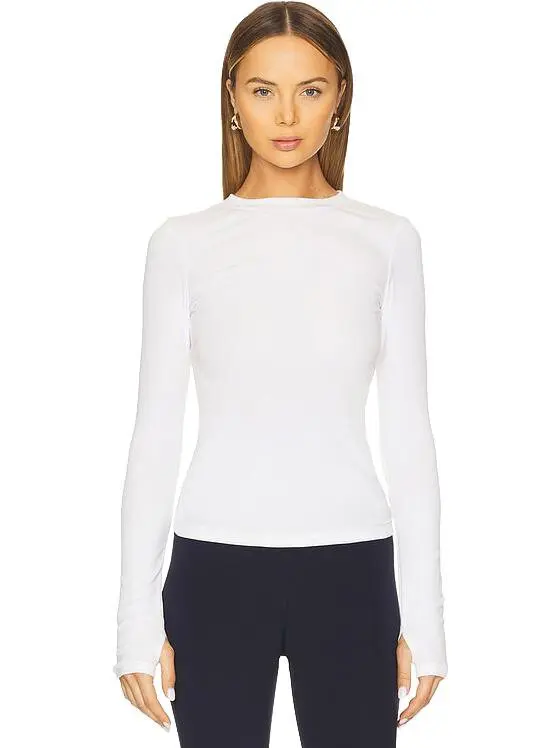 Splits59 Louise Rib Long Sleeve Top - White
