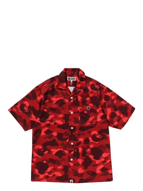 A BATHING APE Camo Ape Head One Point Shirt - Red