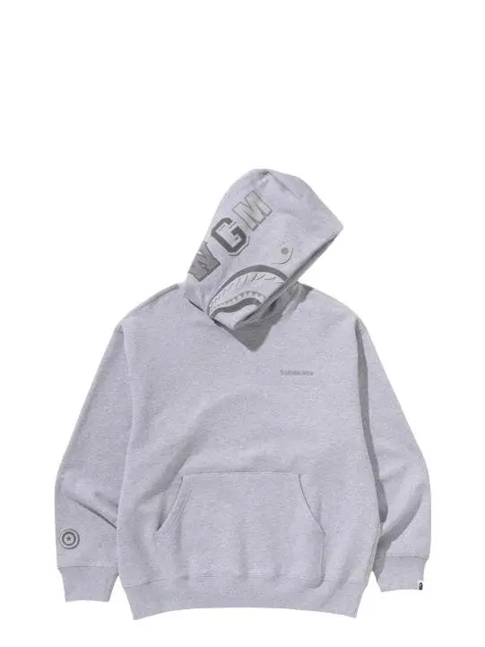 BAPE Shark Logo Relaxed Fit Pullover Hoodie - Grey
