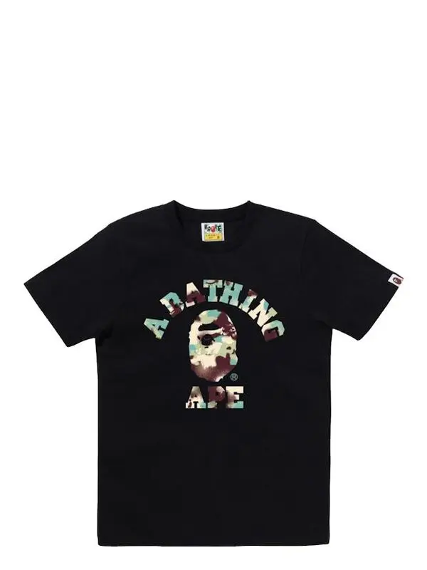 A BATHING APE Map Camo College Tee Shirt - Black