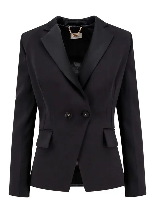Elisabetta Franchi Double-breasted Blazer With Covered Buttons - Black