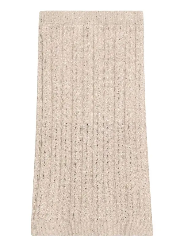 Brunello Cucinelli Sequined Cable Knit Midi Skirt - Beige Freddo