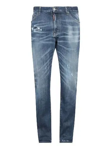 Dsquared2 Tapered Jeans With Leather Trims - Blue