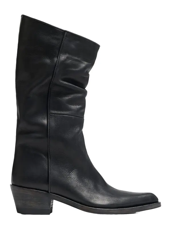 Khaite Clive Leather Boots - Black