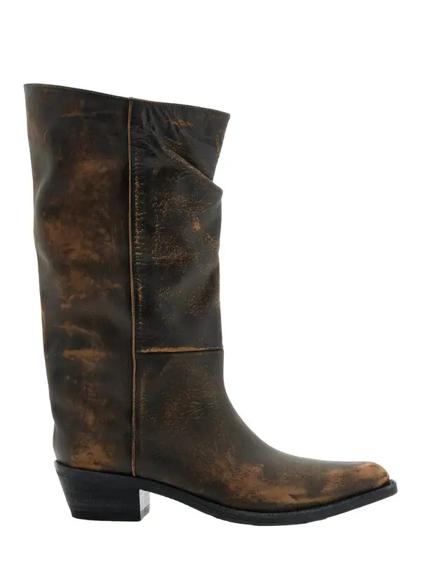 Khaite Clive Leather Boots - Brown