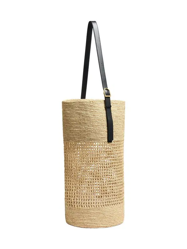 Khaite Billie Raffia Bucket Bag - Neutral