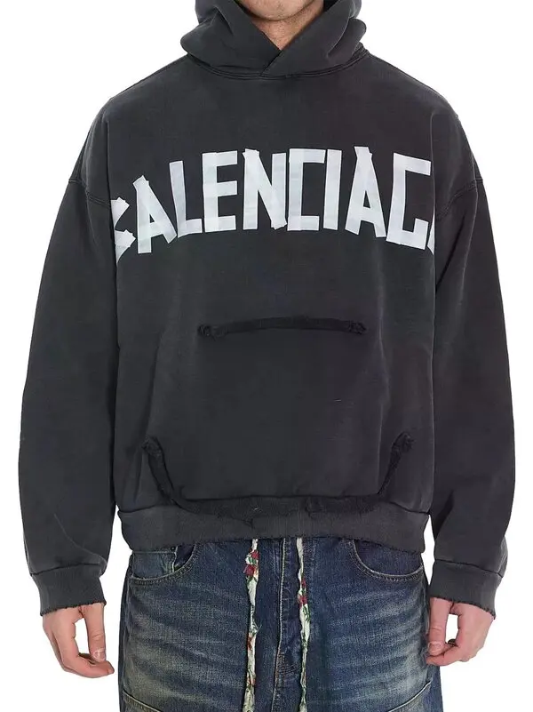 Balenciaga Tape Type Logo-print Hoodie - Black