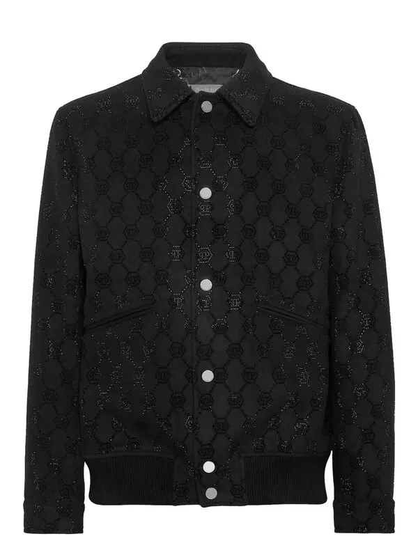 Philipp Plein Monogram Bomber Jacket - Black