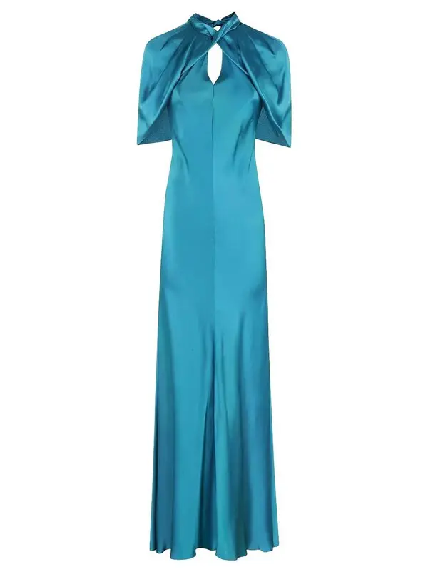 Alberta Ferretti Satin Maxi Dress - Blue